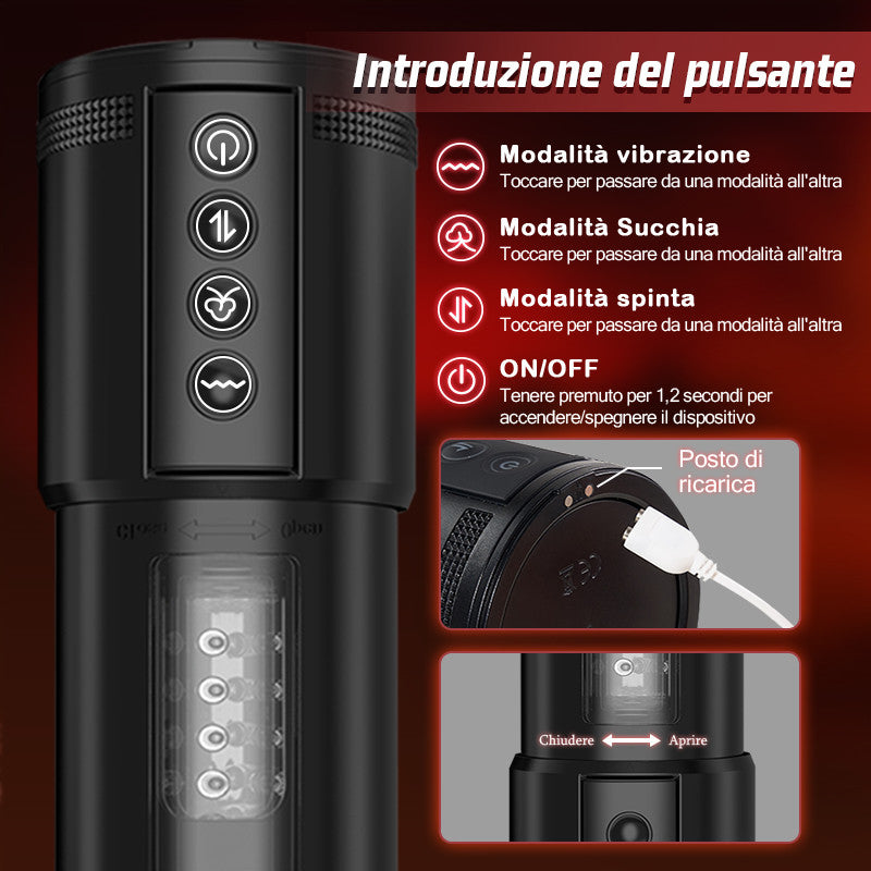 BIONIERE Torcia Elettrica 3 in 1 Masturbatore Cup 10 vibrazione 5 tele ...